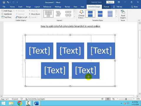 how to add colorful colors into smartart in word online