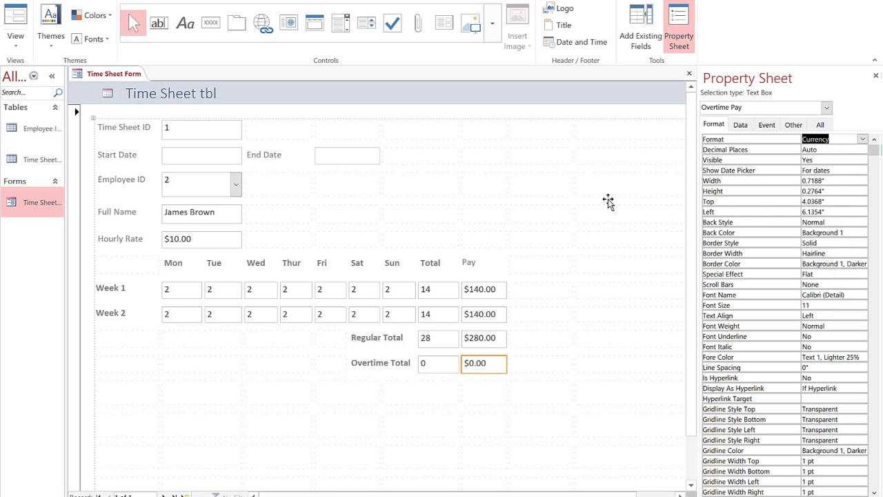 Employee Time Sheet & PayCheck Database 6