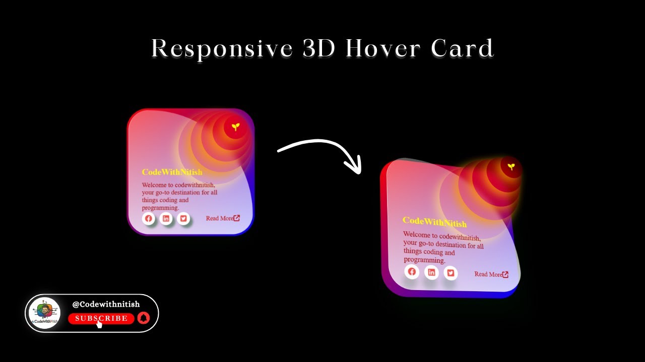 Responsive 3D Hover Card Effect : HTML and CSS Tutorial || Web Design @codewithnitish