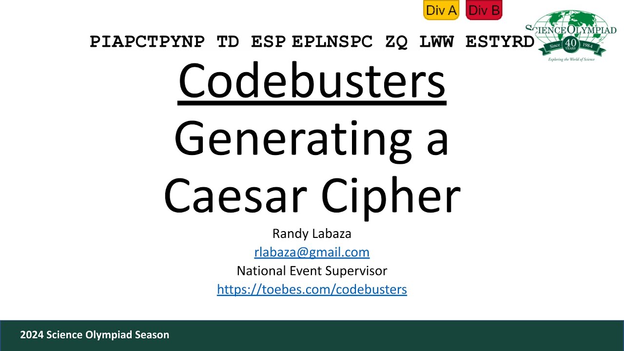 Codebusters - Generating a Caesar Cipher