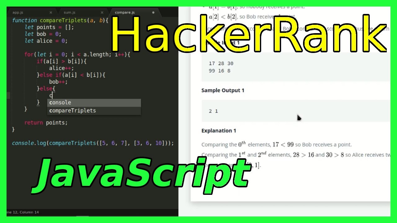 Compare the Triplets - JavaScript HackerRank Challenge
