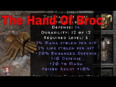 D2R Unique Items - The Hand Of Broc (Leather Gloves)
