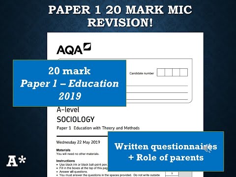 A* Sociology: How to structure a Method in context (Paper 1 Q5 - 2019)
