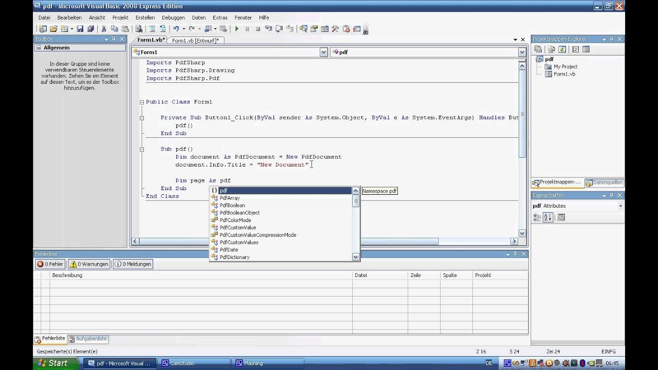 Visual Basic 2008 - PDF-File draw up and Save 1