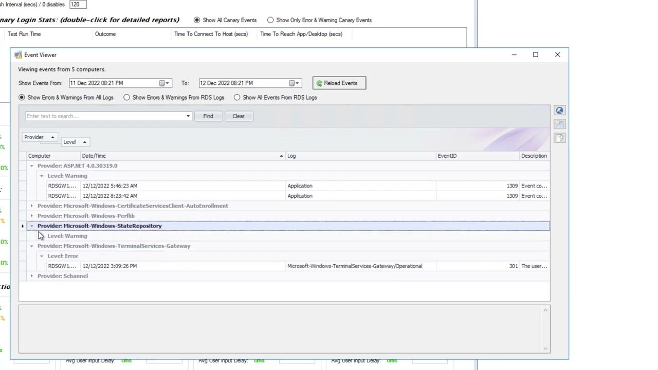 Troubleshooting RDP Event Logs