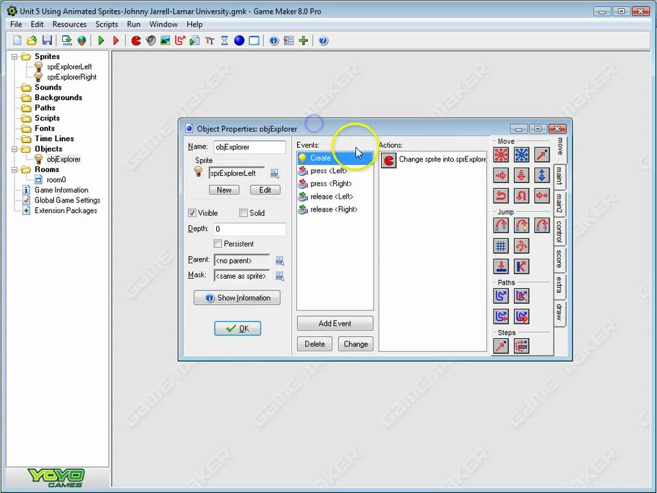 Unit 5 - Using Animated Sprites - Gamemaker 8