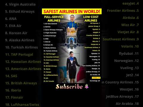Top 20 Safest Airlines in the World 2025 โ Full-Service & Low-Cost Compared! #plane