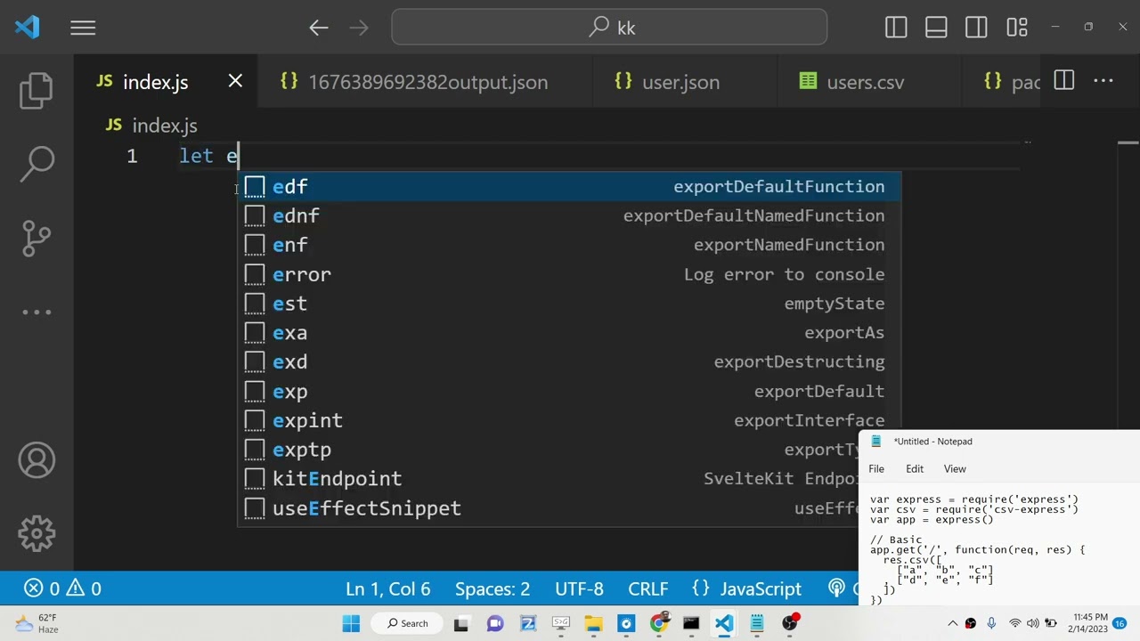 Node.js Express Project to Download CSV File With Headers Using csv-express Middleware in Browser