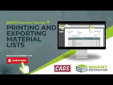 Exporting and printing Material Lists in SMART Estimator