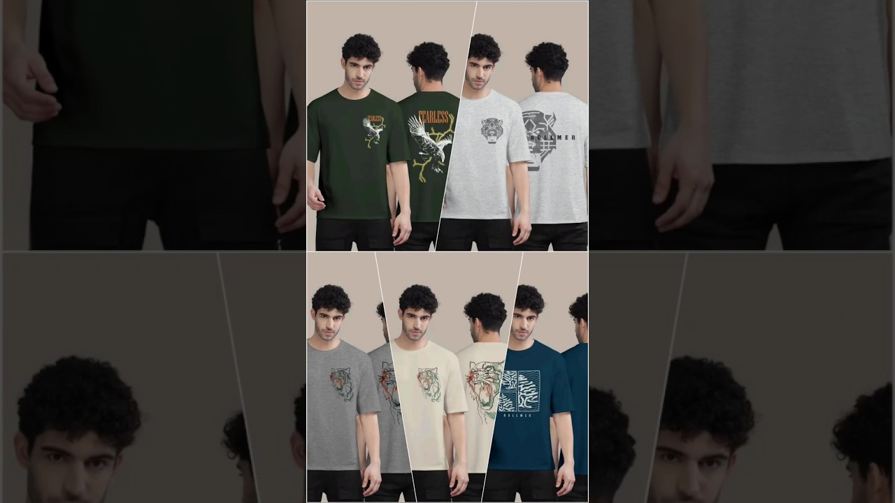 Stylish Grey Melange Front and Back Printed Colourblock Baggy Oversized Tshirt for Men /odin t shirt