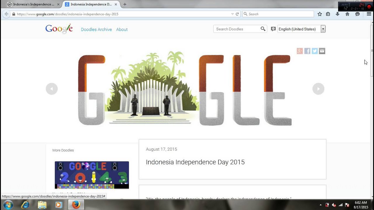 Indonesia Independence Day 2015 on google doodles