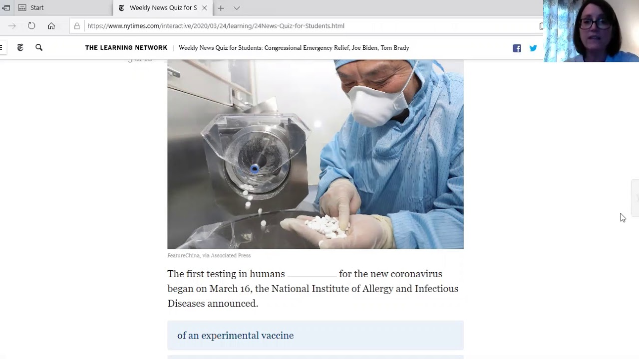 Ms.  Jennifer's English Class   NYT Weekly News Quiz