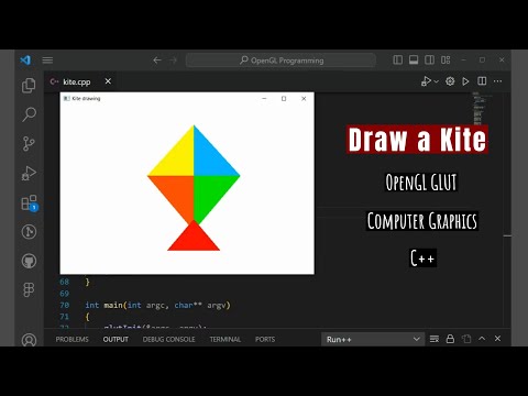 Draw Kite in OpenGL GLUT with source code | Computer Graphics Project using OpenGL C++