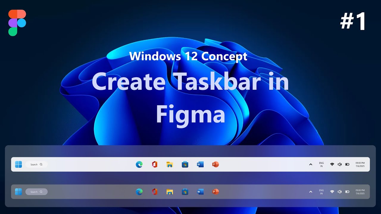 Create a Windows 12 Concept Taskbar | Modern UI Design in Figma | #1