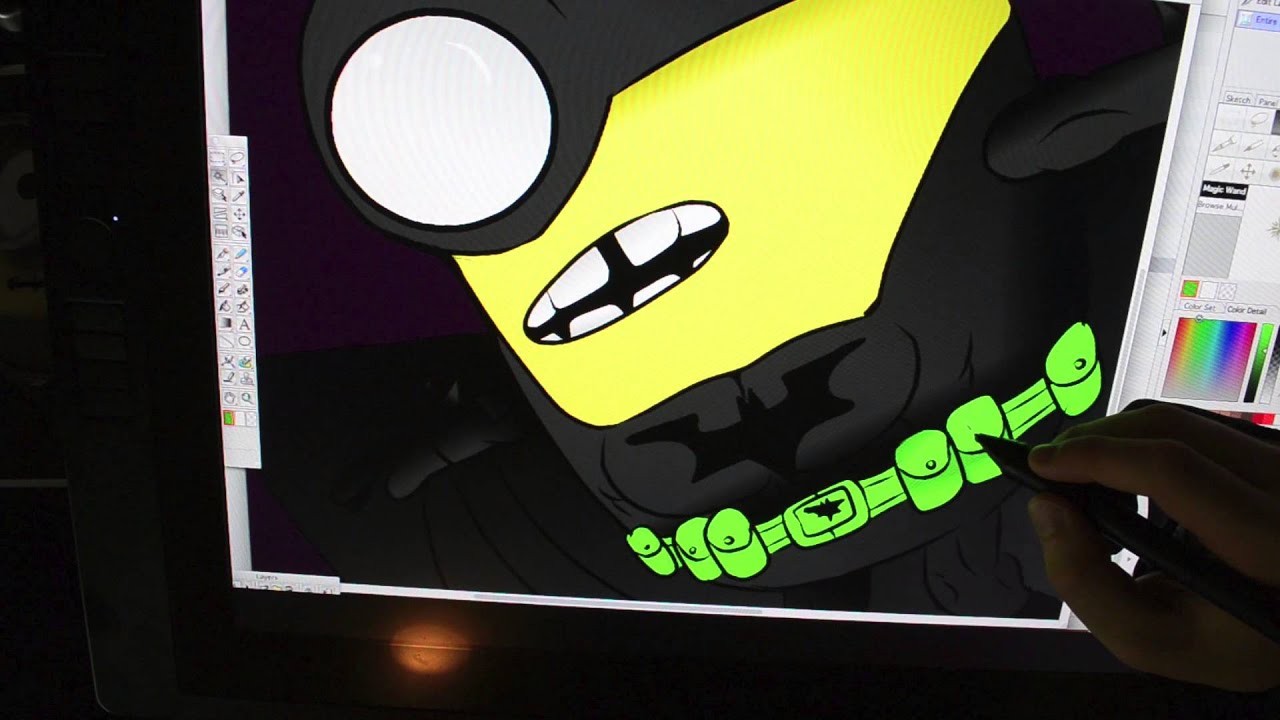 Drawing Minion Batman On The Wacom Cintiq 21UX