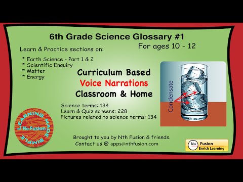 6th Grade Science Glossary # 1 : Learn and Practice Worksheets for home and classroom