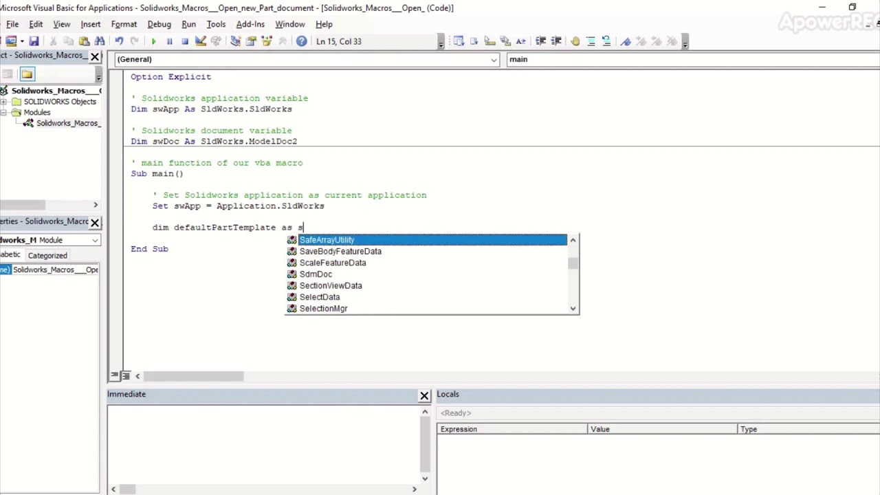 Solidworks VBA Macro - Open new Part document