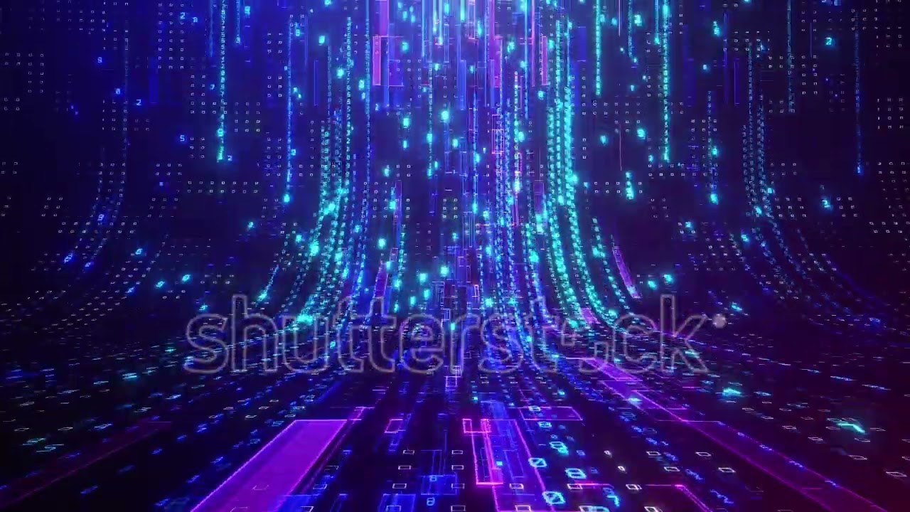 Abstract Technology Background. Binary data and streaming code. 3d rendering