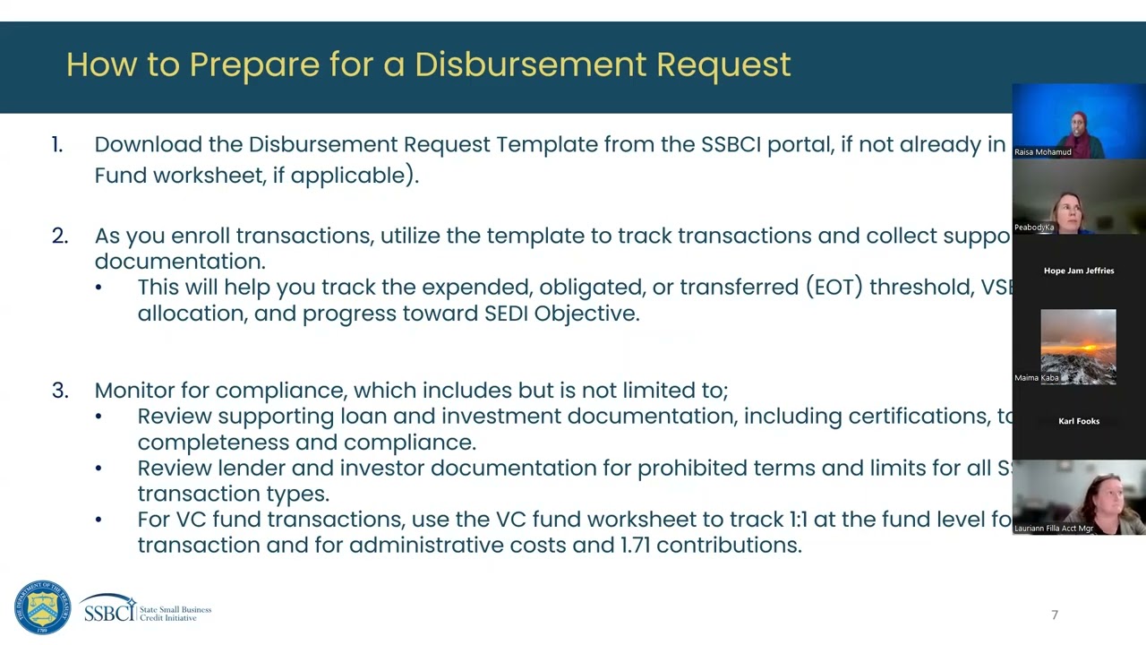 SSBCI Capital Program Disbursement Training (04-13-26)
