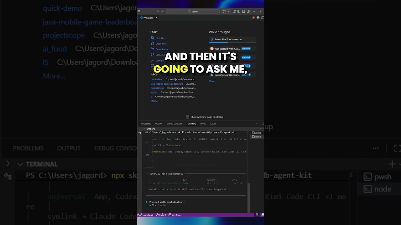 From Zero to AI-Ready: Installing the Azure Cosmos DB Agent Kit  #azurecosmosdb  #ai #vibecoding