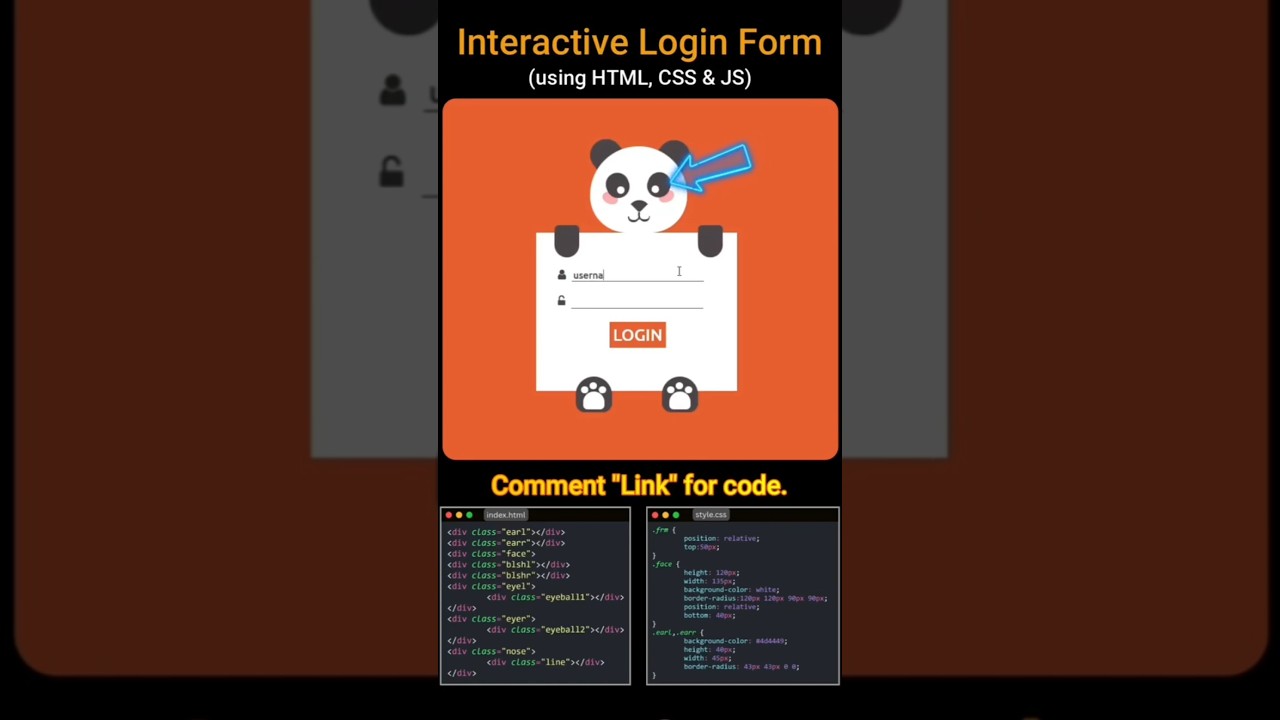 💯Pandas Interactive Login Form.💯 💡Pandas Interactive Login Form using HTML, CSS and JavaScript. 💬