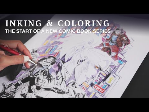 Inking and Coloring with Pigmented Ink for a Comic Book Promo Piece