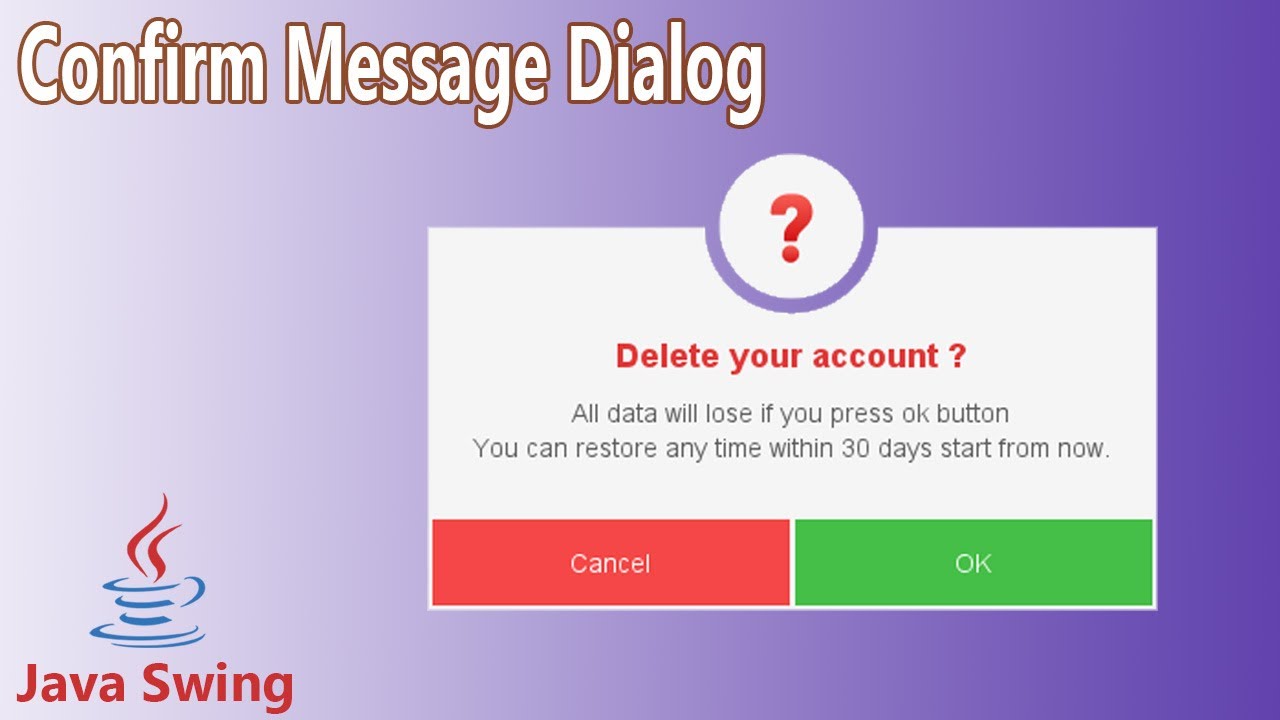 Java Swing - Confirm Message Dialog