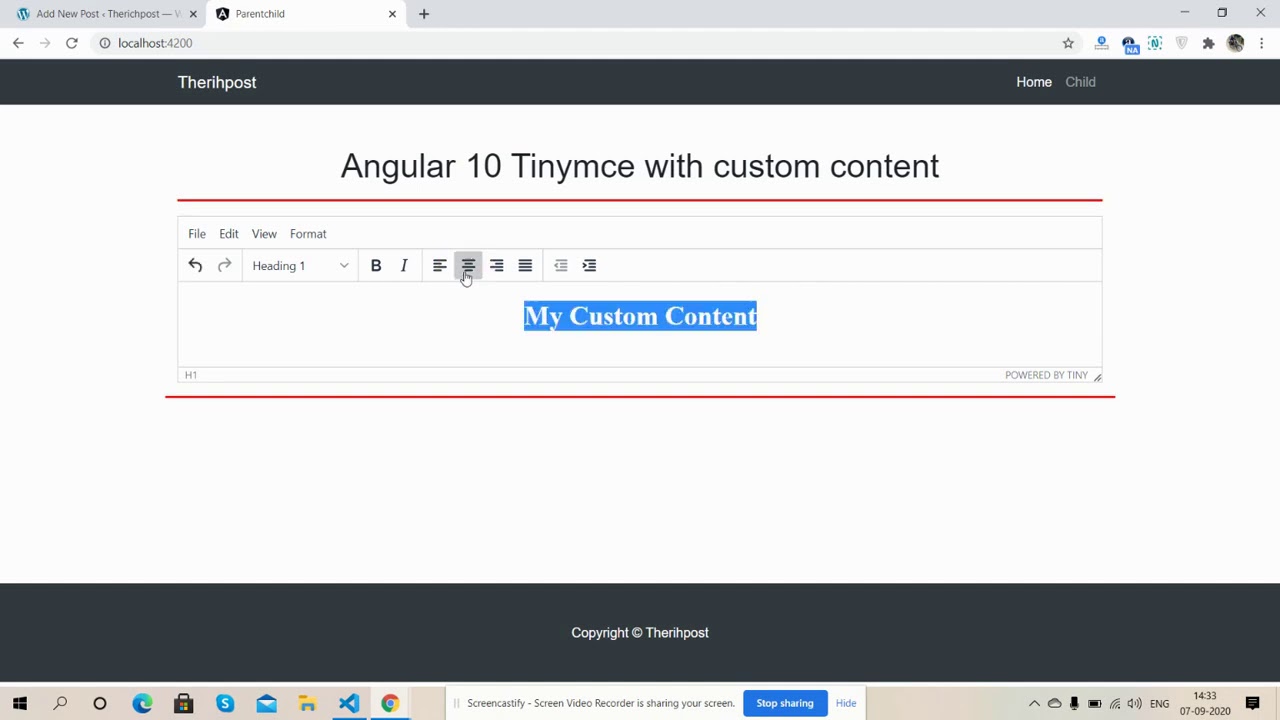 Angular 10 Tinymce with dynamic data