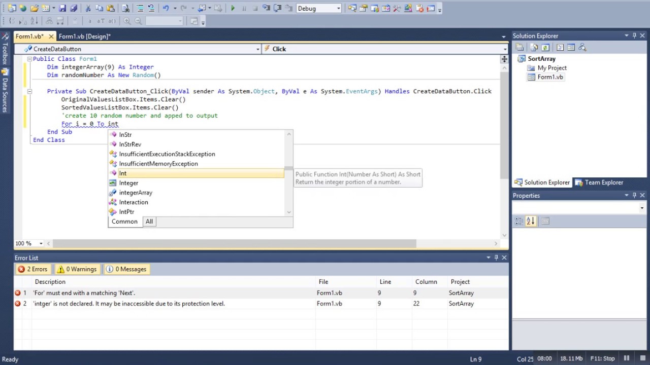 sorting array vb.net