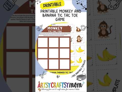 Printable Monkey Tic Tac Toe #tictactoe #printable #game #monkey #papergame