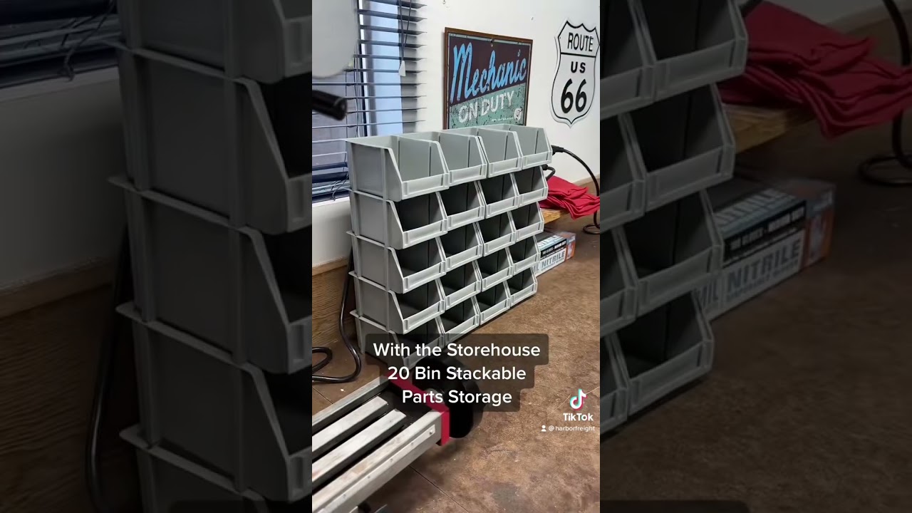 Storehouse 20 Bin Rail Mount Stackable Parts Storage | Harbor Freight #shorts
