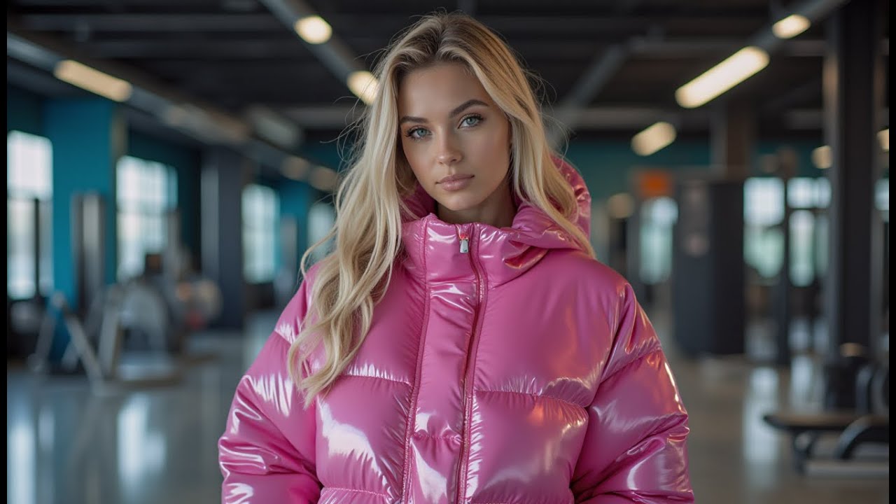 Shiny Down Puffer Jackets Fashion Show | Cropped & Hooded Glam!