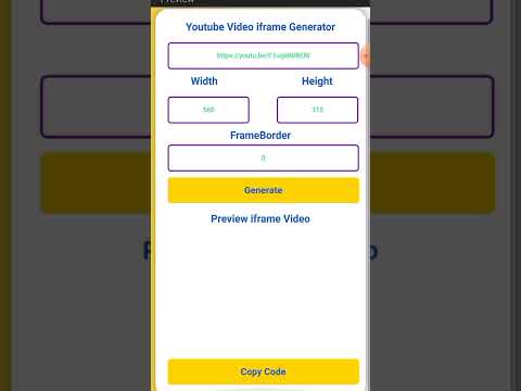Youtube Video iframe Generator Tool Preview Only HTML CSS JavaScript @mobilewithcode