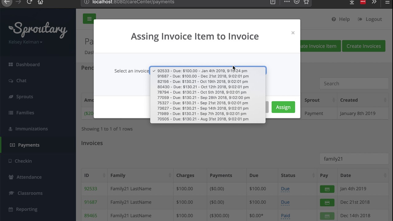 Apply pending items to created invoice
