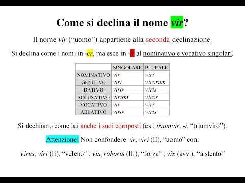 Vir, viri, m. "uomo" : uno "strano" nome della seconda declinazione latina
