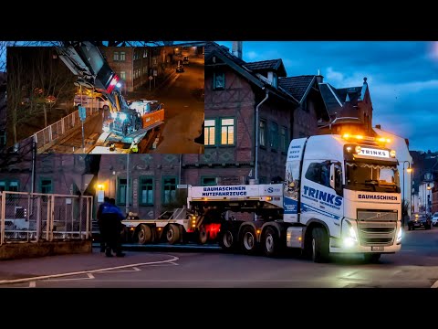 Heavy Transport one Hitachi KMC 600 P Multi Carrier - drone footage