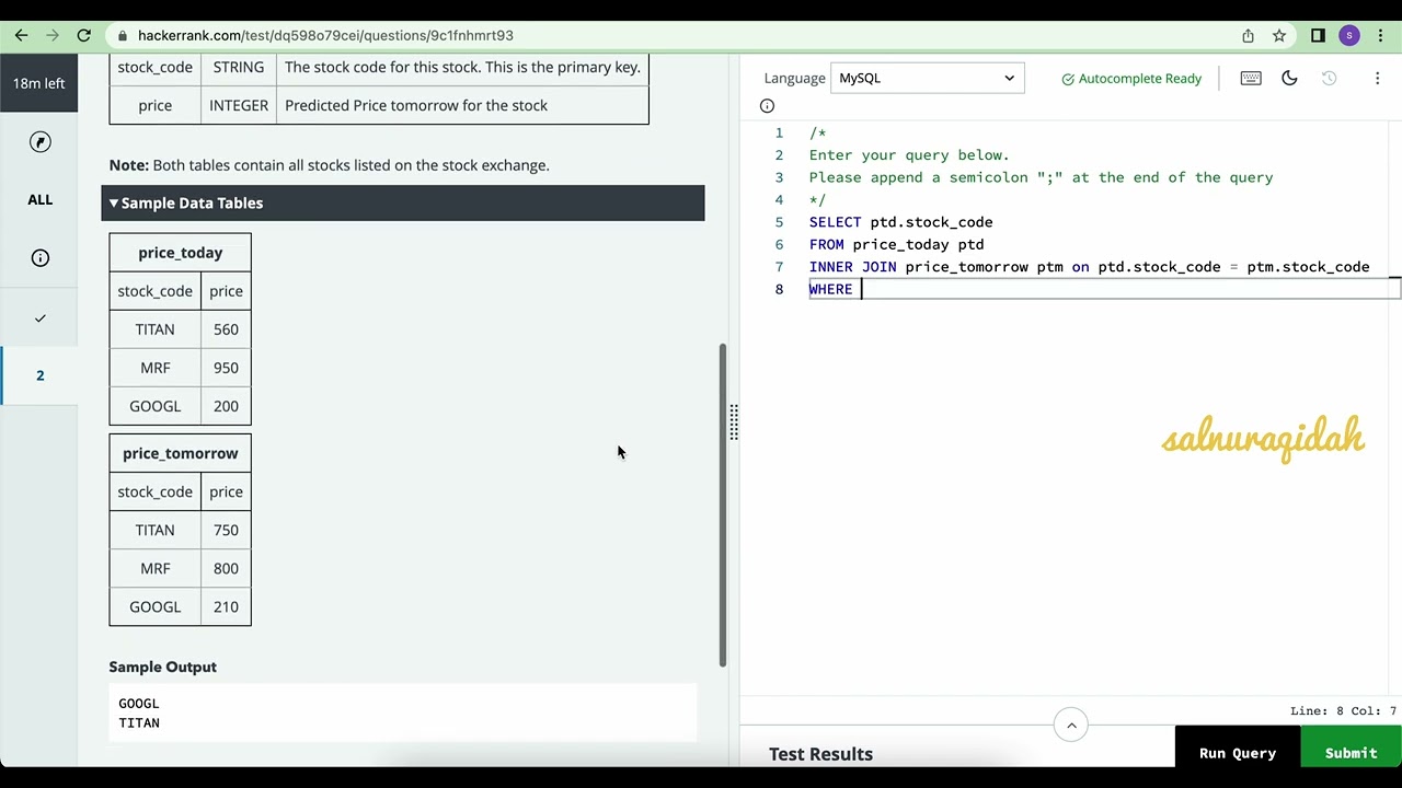HackerRank SQL Basic Certification - Profitable Stocks solution