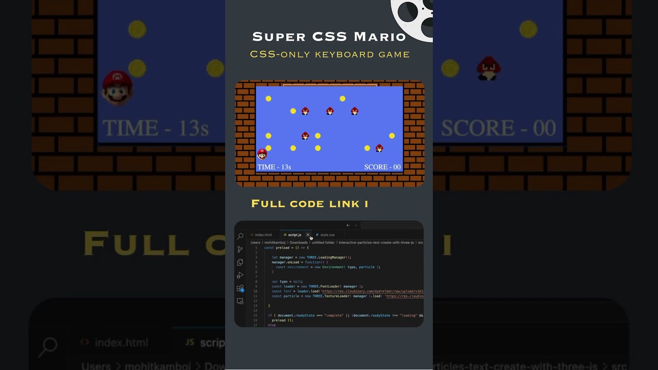 Super Mario Game Using #css #htmlcss