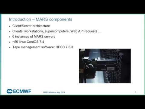 ECMWF Webinar: MARS (Meteorological Archival and Retrieval System)