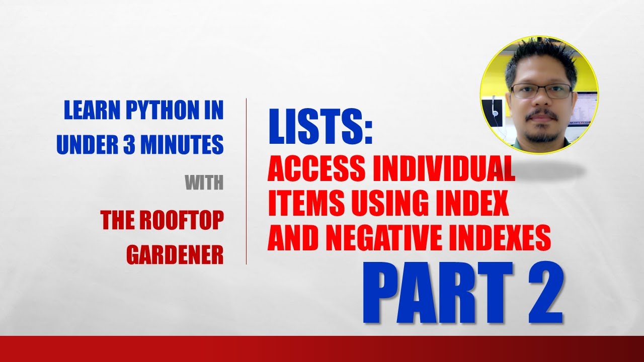 Python For Beginners in 3 Minutes | Lists: Access Items Using Index and Negative Indexes