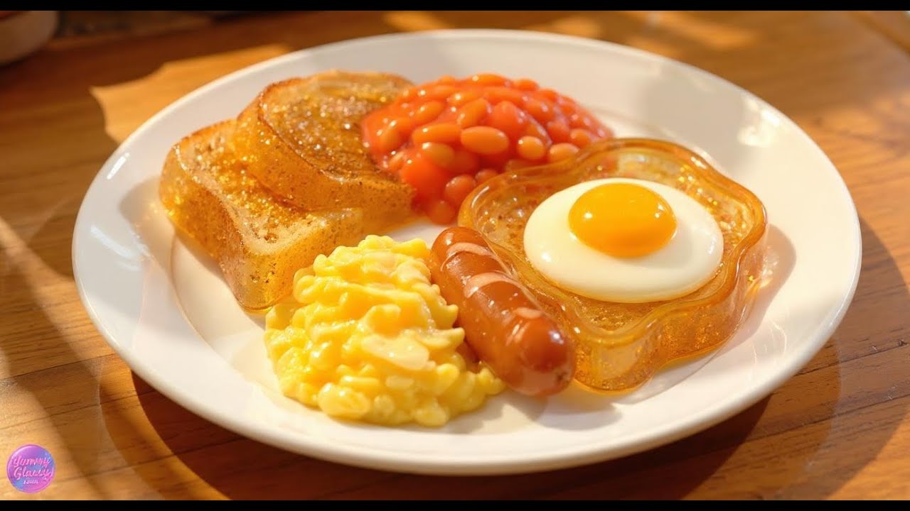 Making English Breakfast From Glass | AI Glass Food ASMR No Talking