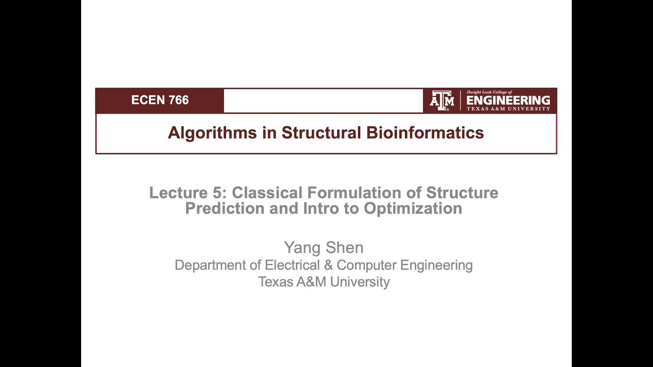 From Bioinformatics to AI: 5. Classical Formulation of Protein Structure Prediction. Optimization.