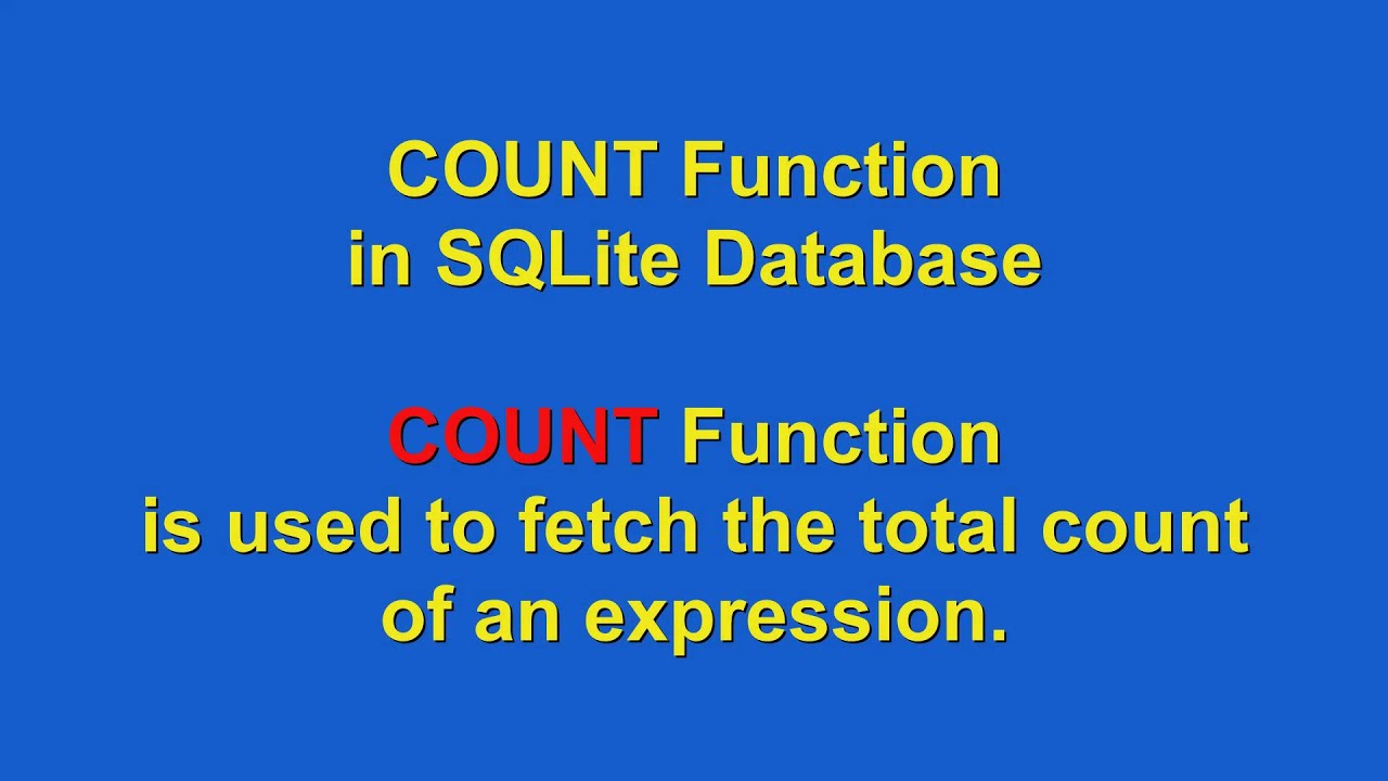 How to use COUNT Function using SQLite