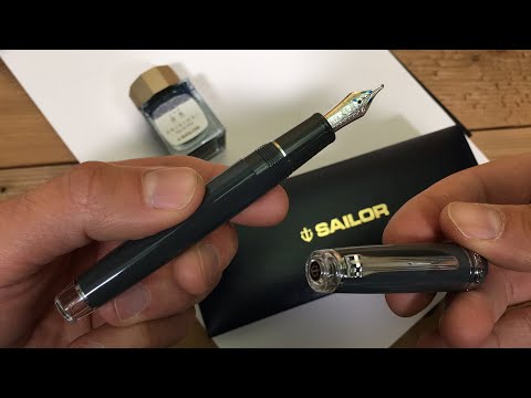 Sailor Professional Gear Graphite Lighthouse Fountain Pen Unboxing and Writing Sample