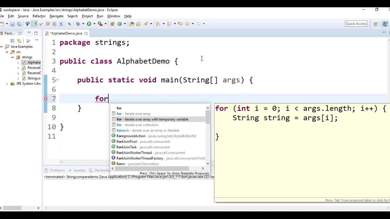 Write a java program to print alphabets in java?