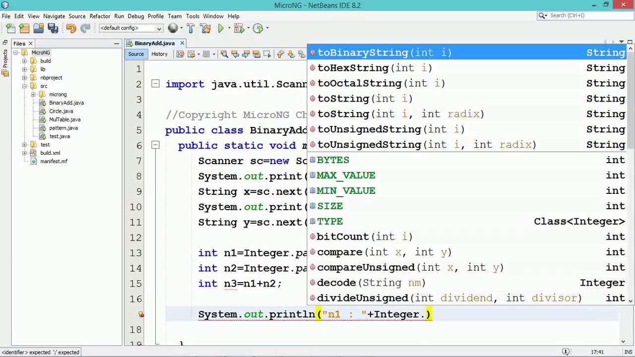 add two binary numbers in java | java tutorial for beginners