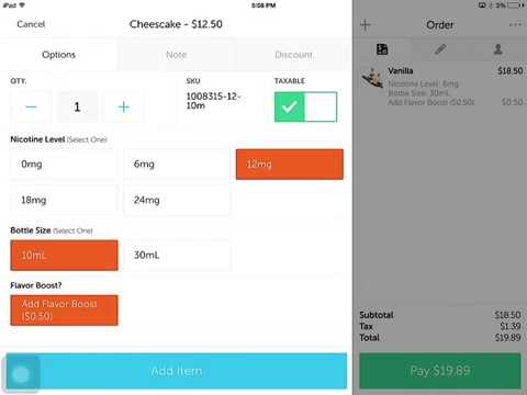 Vape Shop / Ecig Point of Sale Checkout