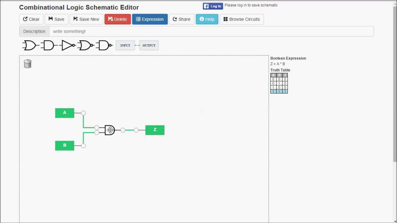 Online Combinational Logic Circuit Schematic Editor