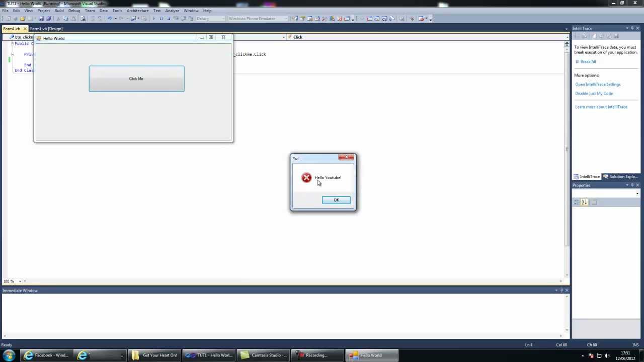 EASY - Visual Basic 2010 -  Hello World! - Tutorial 1
