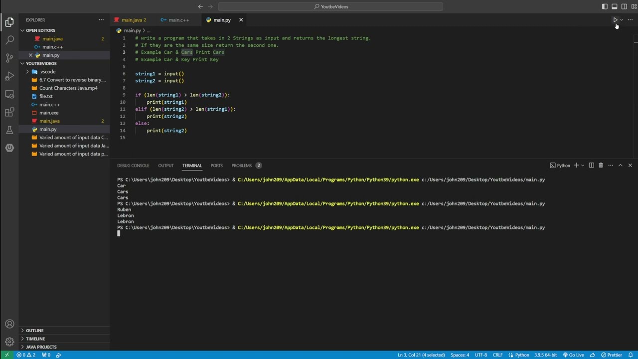 Longest String Python How To / Tutorial